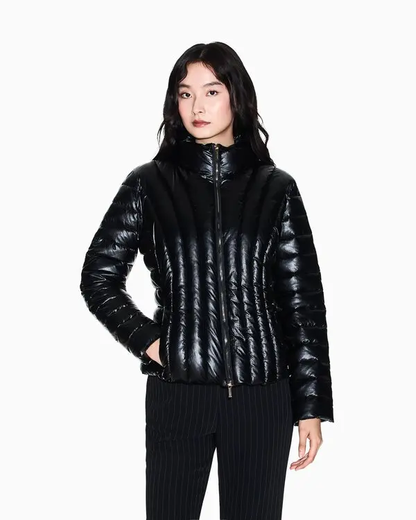 Armani Exchange Recycled Foil Padded Jacket With Metallic Effect