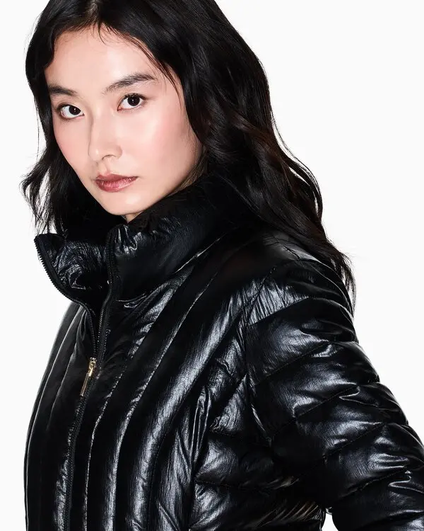 Armani Exchange Recycled Foil Padded Jacket With Metallic Effect