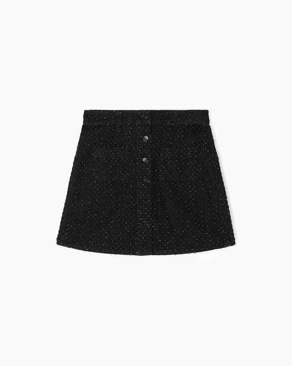 Armani Exchange Denim Mini Skirt With Rhinestone Appliques