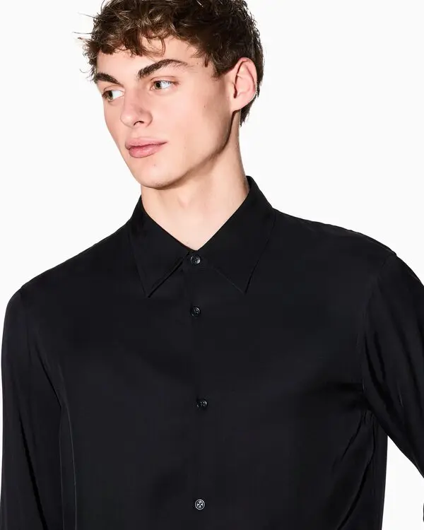 Armani Exchange Regular Fit Shirt In Viscose Twill