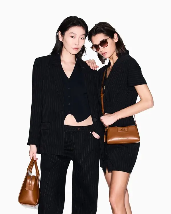 Armani Exchange Short Pinstriped Dress In Poly Viscose