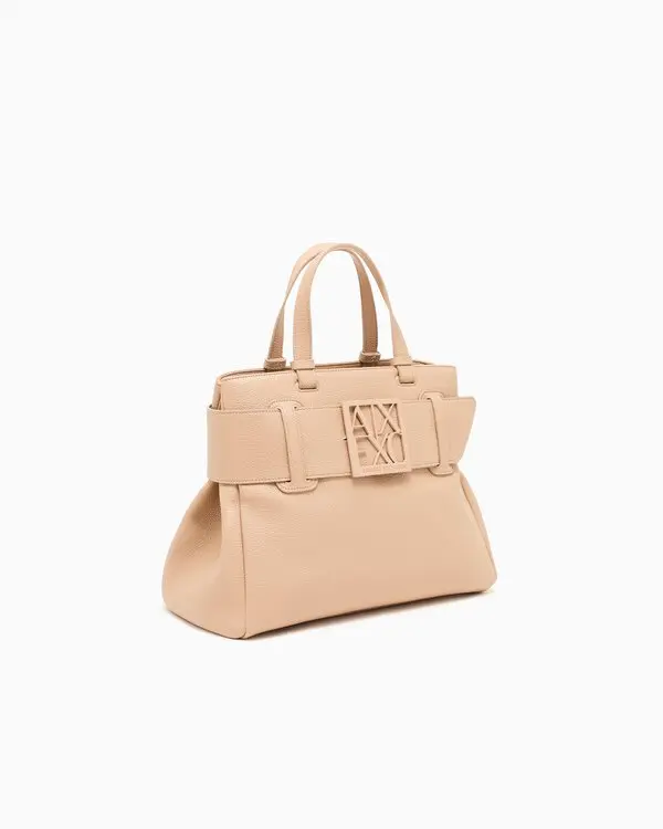 Armani Exchange Soft Shopping Bag With Outer Coating - Beige