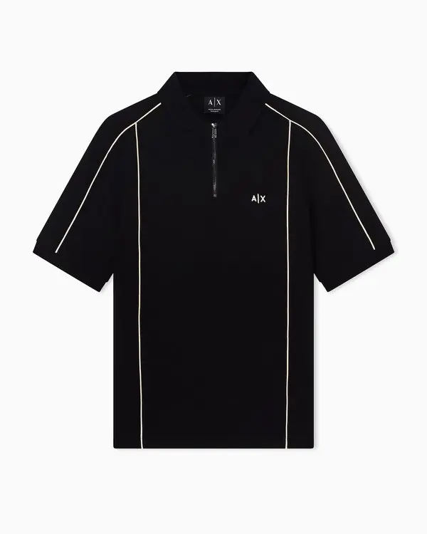 Armani Exchange Classic Cotton Piqué Polo Shirt - Black