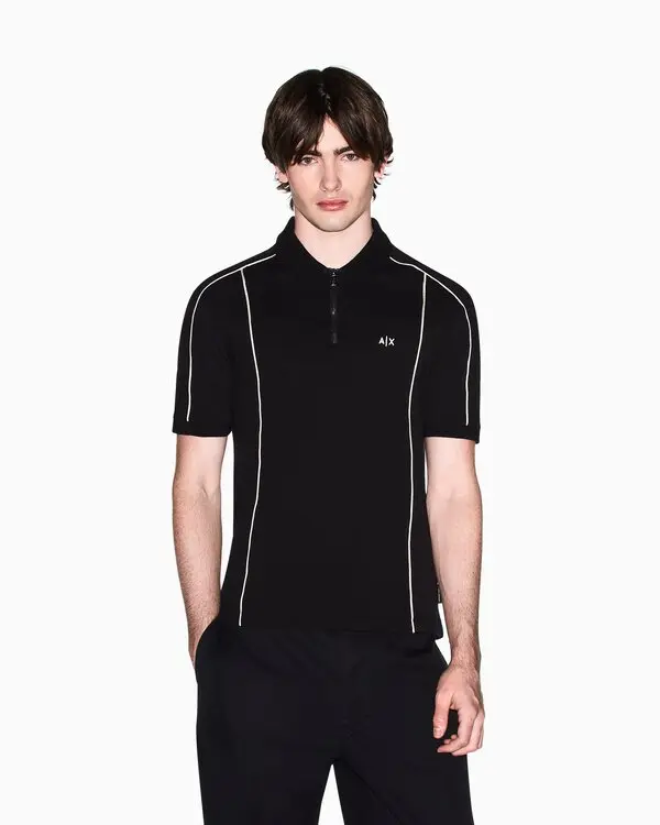 Armani Exchange Classic Cotton Piqué Polo Shirt - Black