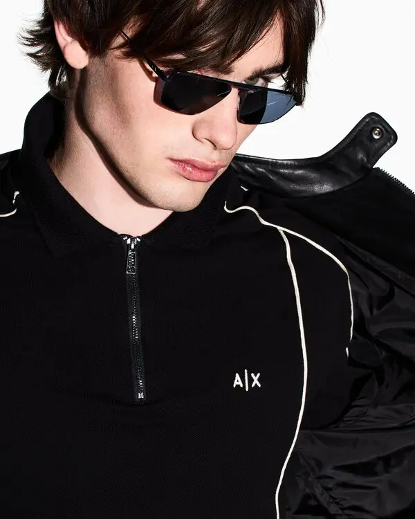 Armani Exchange Classic Cotton Piqué Polo Shirt - Black