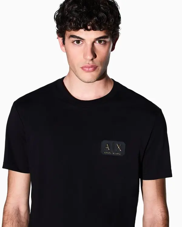 Armani Exchange Regular Fit T-shirt With Logo Patch - Black