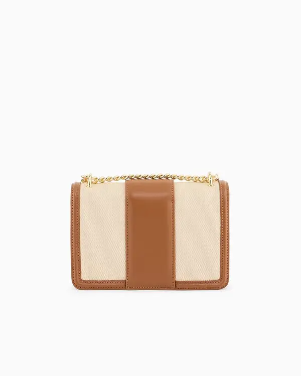 Armani Exchange Mini Crossbody Bag In Woven Fabric - Beige