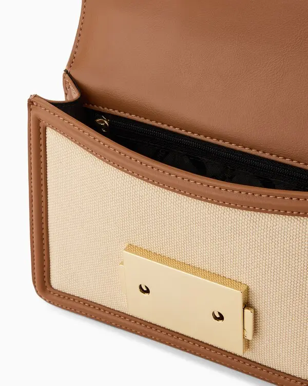 Armani Exchange Mini Crossbody Bag In Woven Fabric - Beige