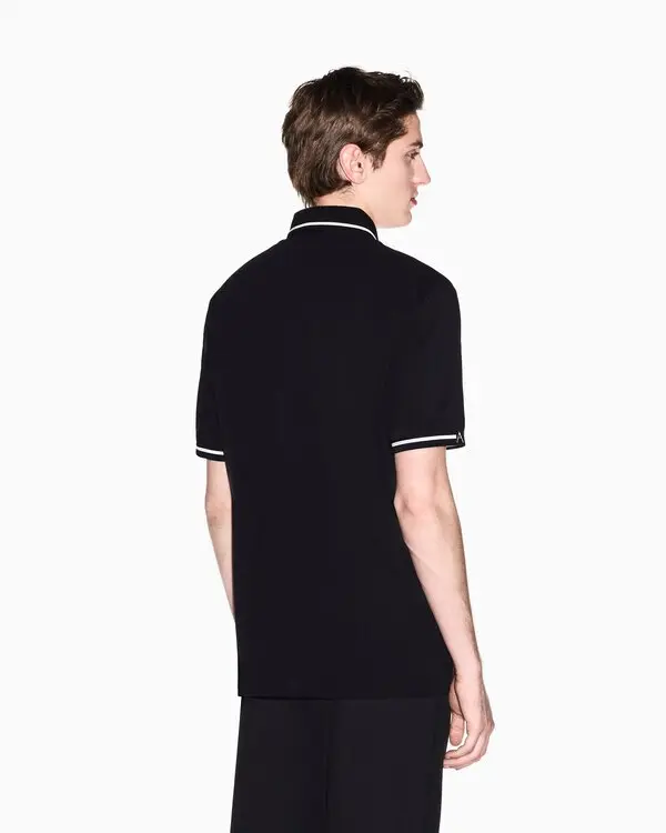 Armani Exchange Classic And Refined Cotton Piqué Polo Shirt - Black