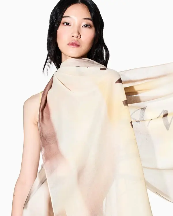 Armani Exchange Lightweight Scarf In Patterned Fabric
