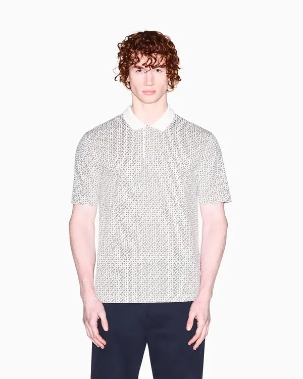 Armani Exchange Regular Fit Polo Shirt In Stretch Cotton Piqu - Beige