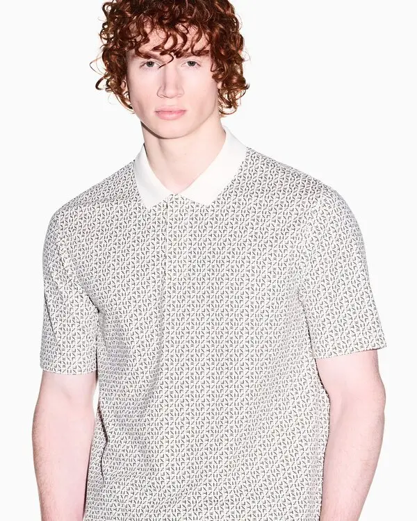 Armani Exchange Regular Fit Polo Shirt In Stretch Cotton Piqu - Beige