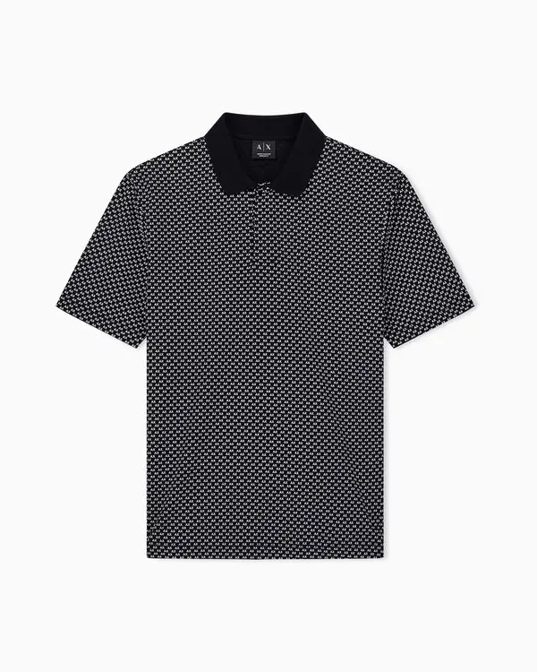 Armani Exchange Regular Fit Polo Shirt In Stretch Cotton Piqu - Black