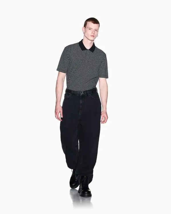 Armani Exchange Regular Fit Polo Shirt In Stretch Cotton Piqu - Black