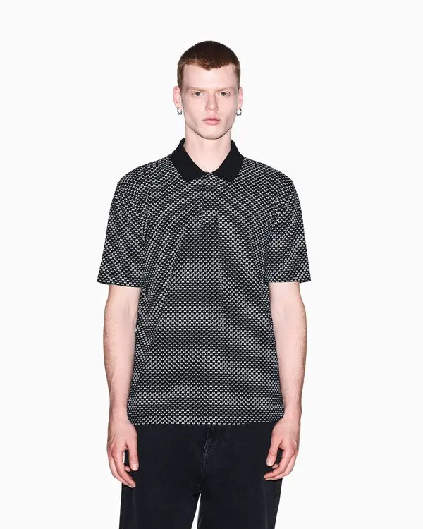Armani Exchange Regular Fit Polo Shirt In Stretch Cotton Piqu - Black