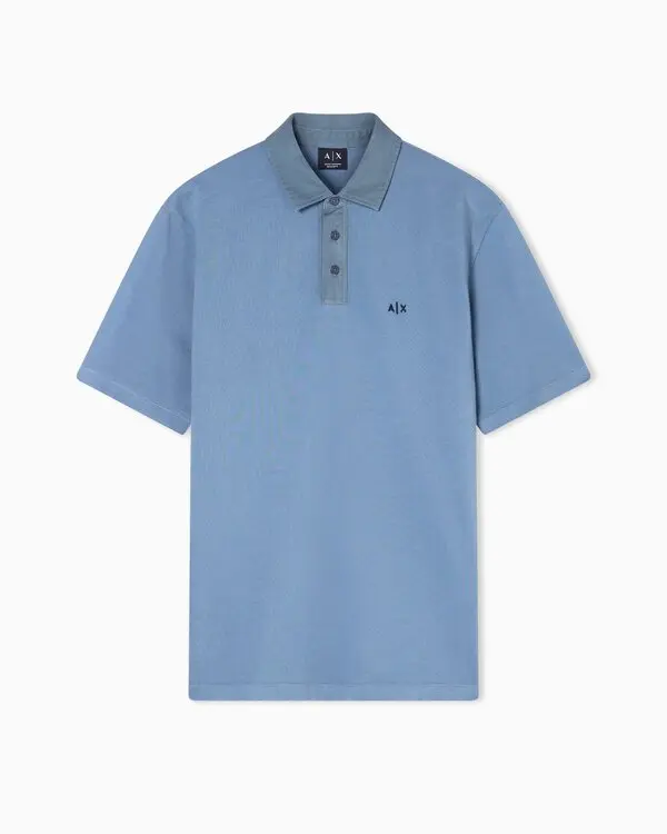 Armani Exchange Cotton Polo Shirt - Light Blue