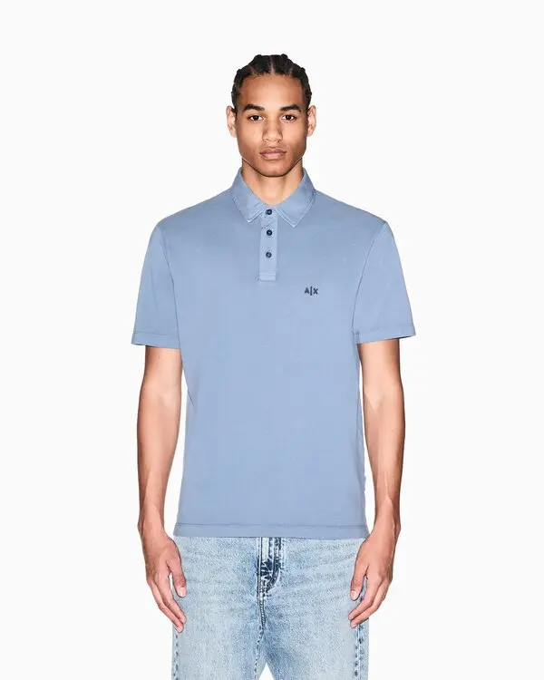 Armani Exchange Cotton Polo Shirt - Light Blue
