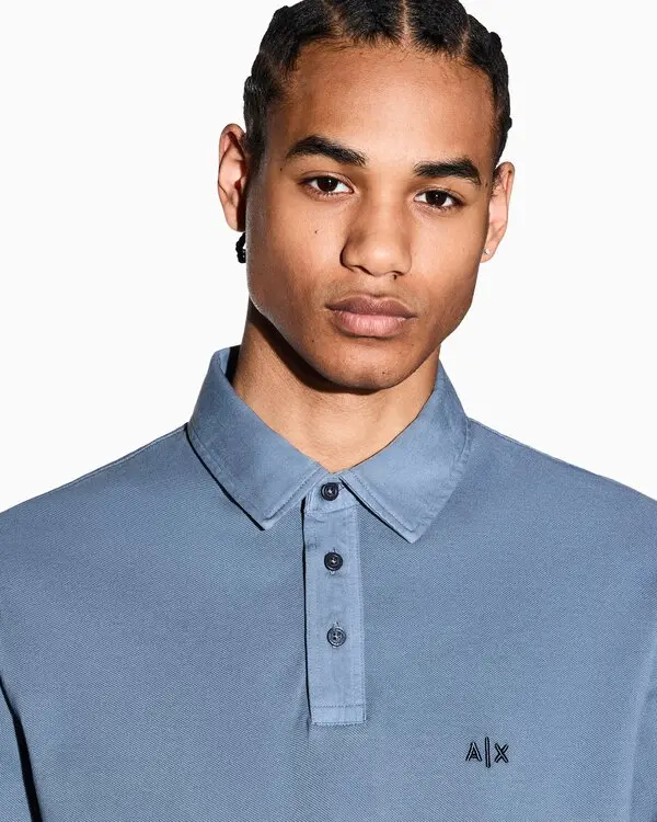 Armani Exchange Cotton Polo Shirt - Light Blue
