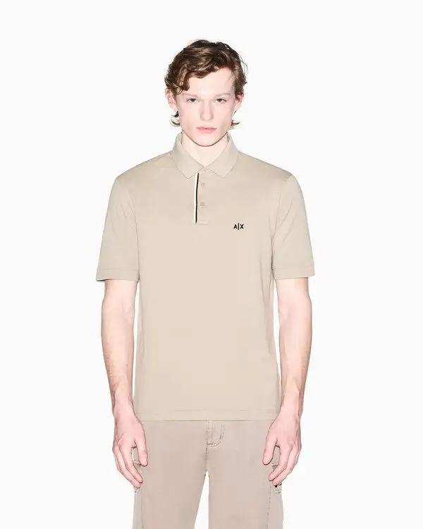 Armani Exchange Basic Cotton Piqué Polo - Beige