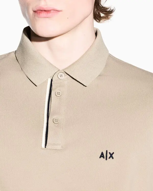 Armani Exchange Basic Cotton Piqué Polo - Beige
