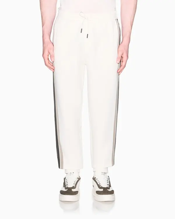 Armani Exchange Structured Sweatpants In Stretch Bonded Cotton - White