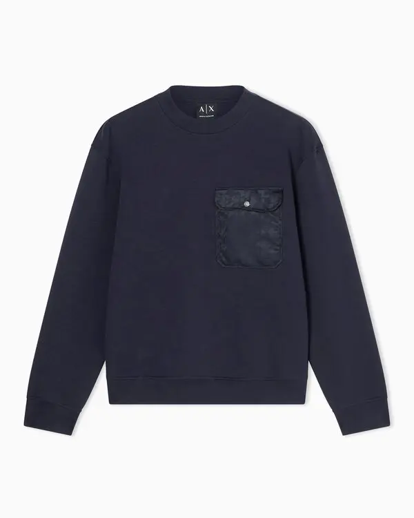 Armani Exchange Crew Neck Sweatshirt With Chest Pocket