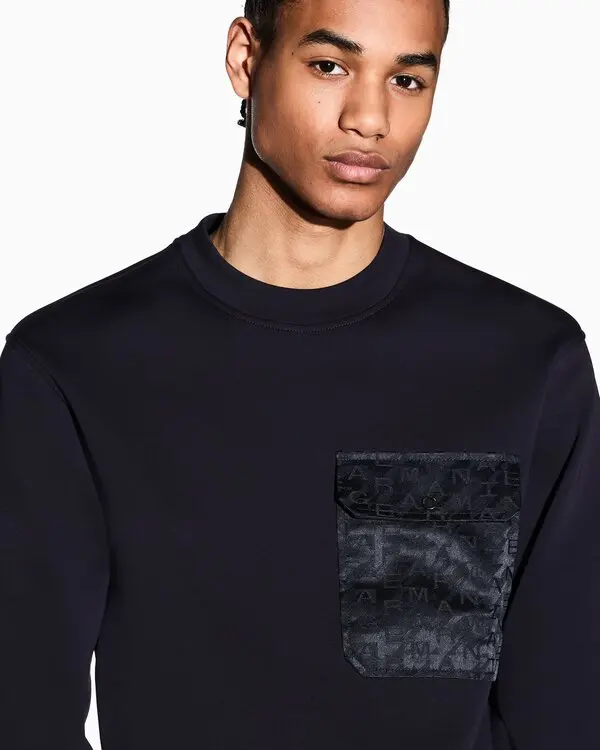 Armani Exchange Crew Neck Sweatshirt With Chest Pocket
