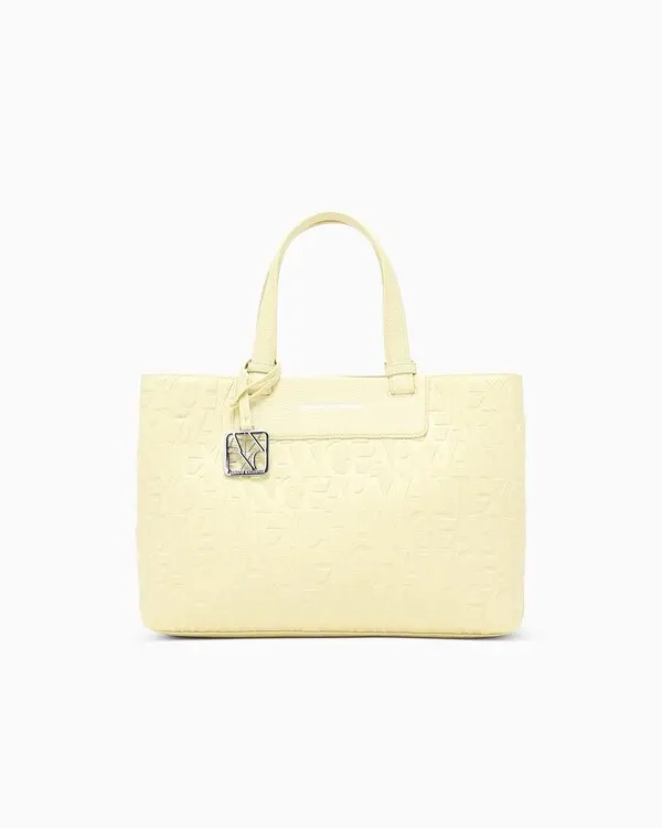 Armani Exchange Shopping Bag In Coated Fabric - Yellow