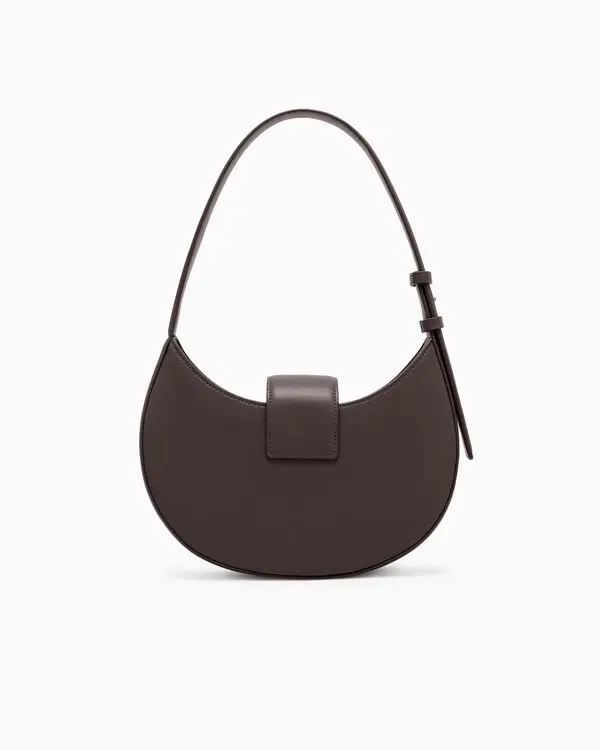 Armani Exchange Crescent Shoulder Bag With A Front Flap And Logo Buckle - Brown