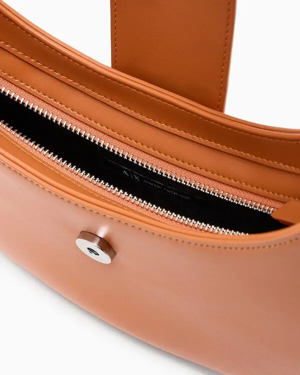 Armani Exchange Crescent Shoulder Bag With Logo Buckle - Orange