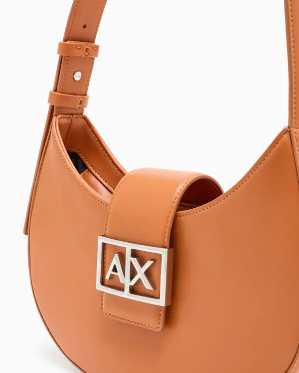 Armani Exchange Crescent Shoulder Bag With Logo Buckle - Orange