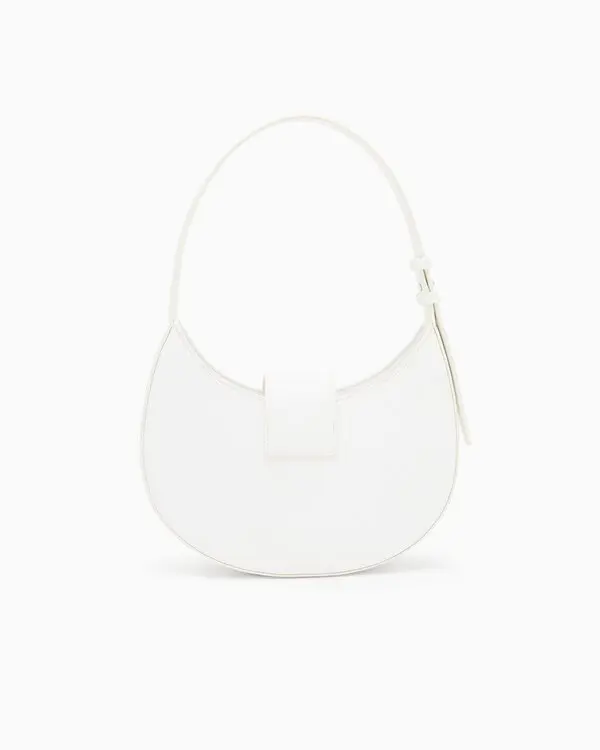 Armani Exchange Crescent Shoulder Bag With Logo Buckle - White