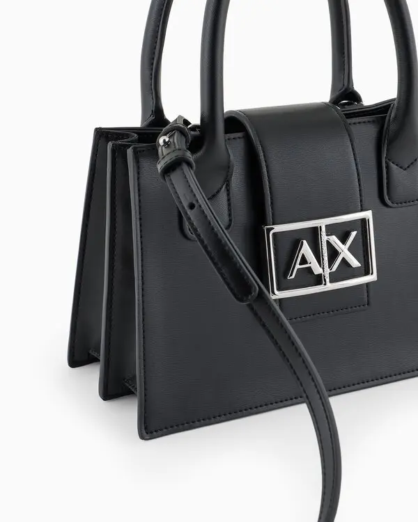 Armani Exchange Tote Bag In Coated Fabric - Black