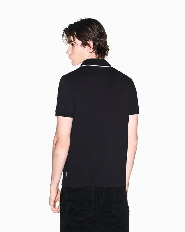 Armani Exchange Classic Polo Shirt In Breathable Cotton Piqu - Black