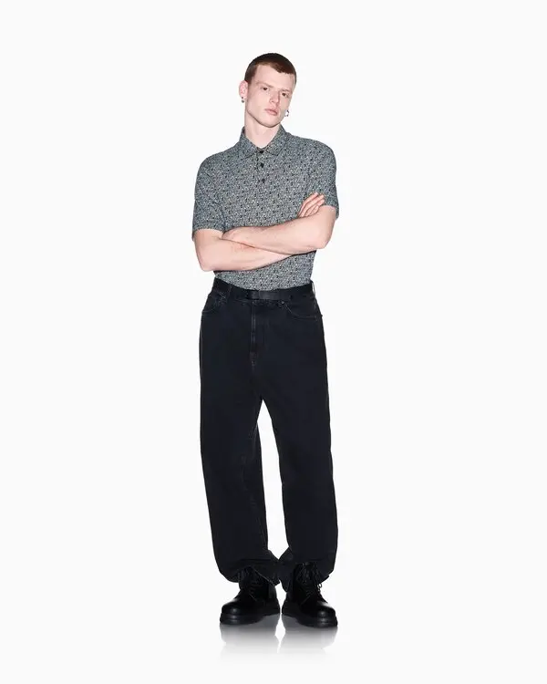 Armani Exchange Regular Fit Polo Shirt In Cotton Jersey - Black