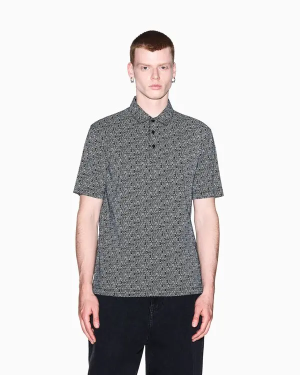 Armani Exchange Regular Fit Polo Shirt In Cotton Jersey - Black