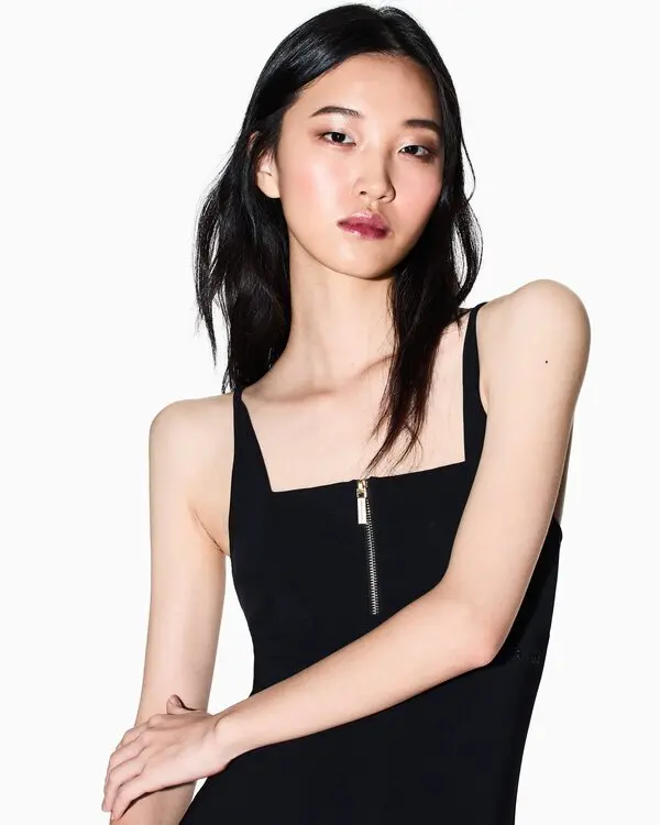 Armani Exchange Ottoman Midi Dress With Zip