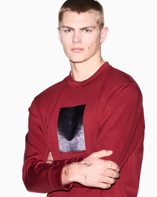 Armani Exchange Stretch Modal Sweatshirt - Red