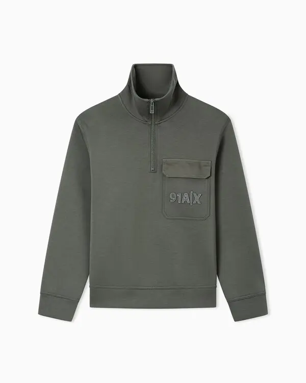 Armani Exchange Crewneck Sweatshirt In Bonded Stretch Cotton