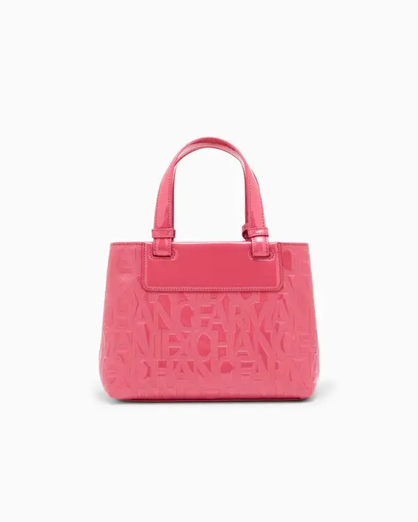Armani Exchange Textured Shopper Tote Bag With Monogram - Pink