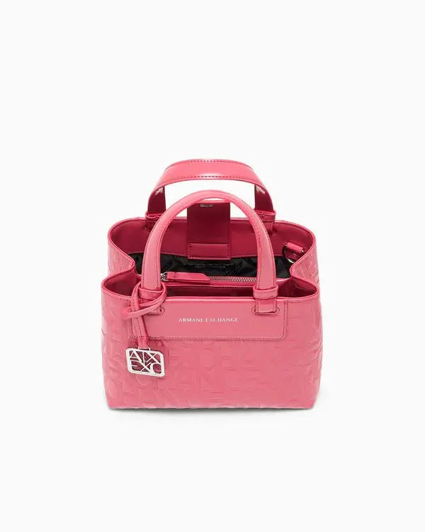 Armani Exchange Textured Shopper Tote Bag With Monogram - Pink