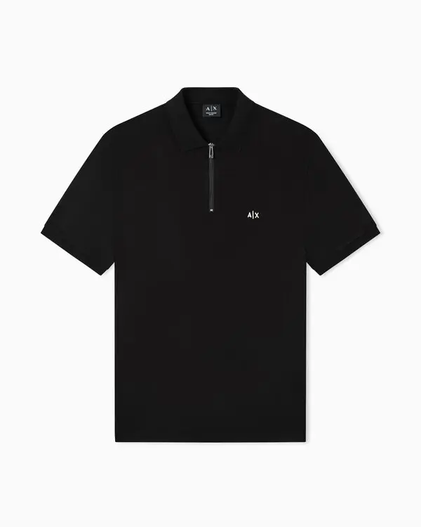 Armani Exchange Polo Shirt In Technical Fabric - Black