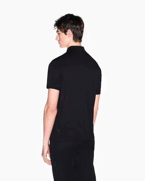 Armani Exchange Polo Shirt In Technical Fabric - Black