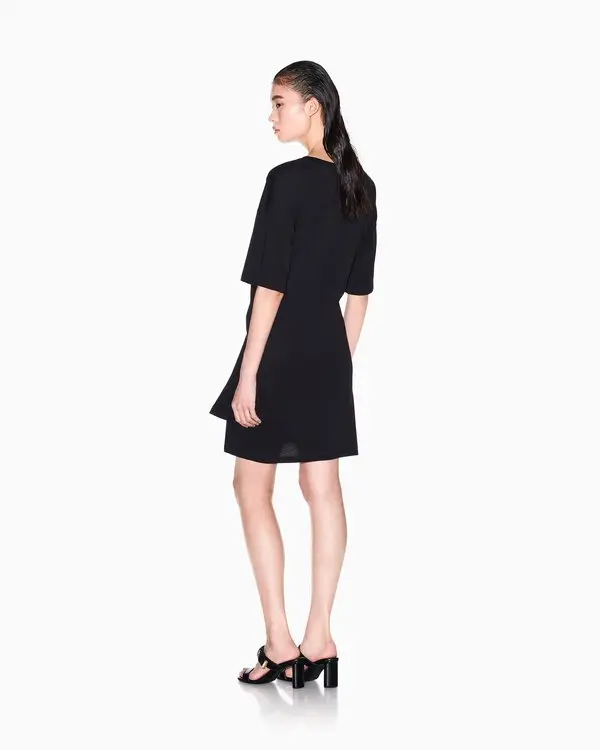 Armani Exchange Short Cotton Jersey Dress With Side Knot - Black
