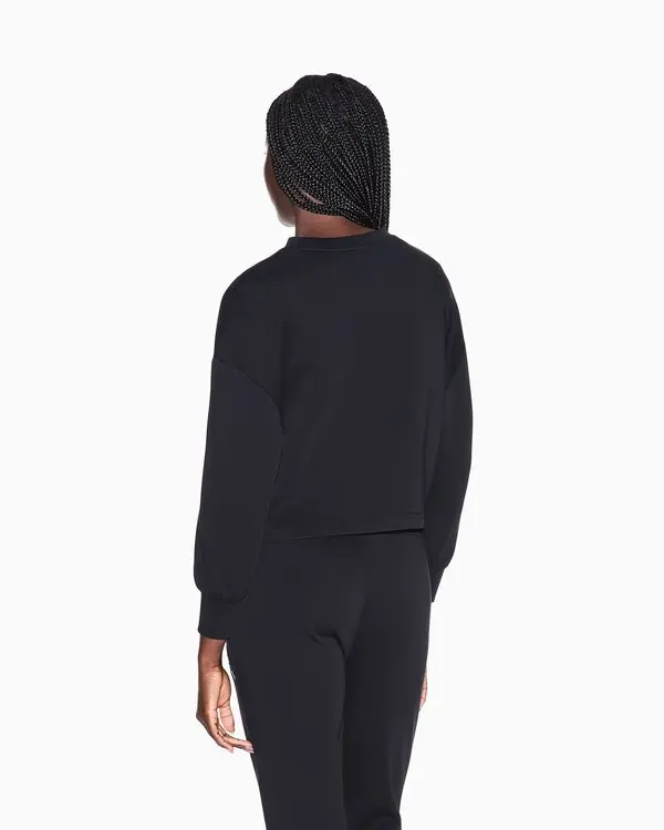Armani Exchange Crewneck Sweatshirt In Scuba Fabric - Black