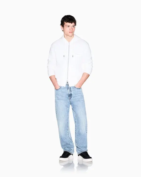 Armani Exchange Zip-up Cotton Sweatshirt - White