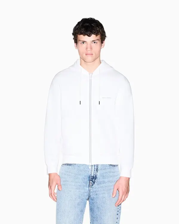 Armani Exchange Zip-up Cotton Sweatshirt - White