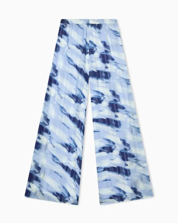 Armani Exchange Printed Striped Georgette Palazzo Pants
