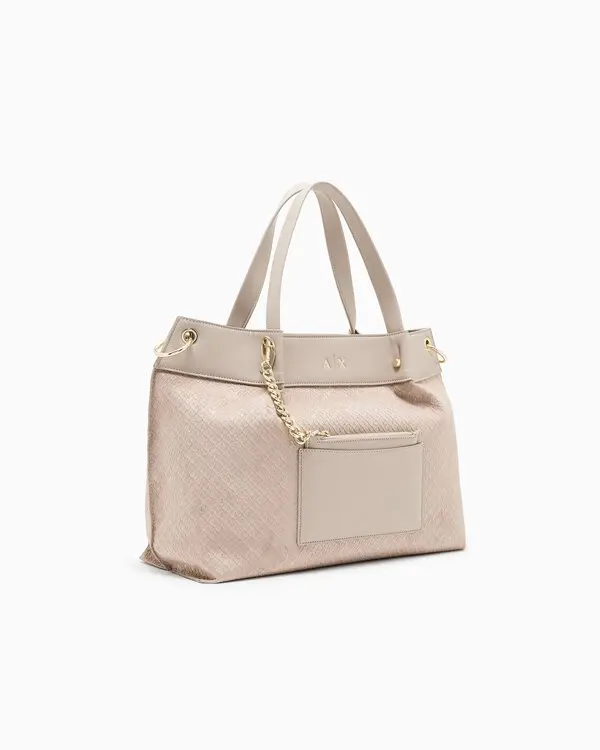 Armani Exchange Fabric Shopper With Allover Logo