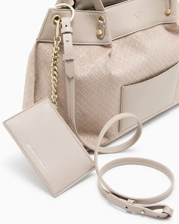 Armani Exchange Fabric Shopper With Allover Logo